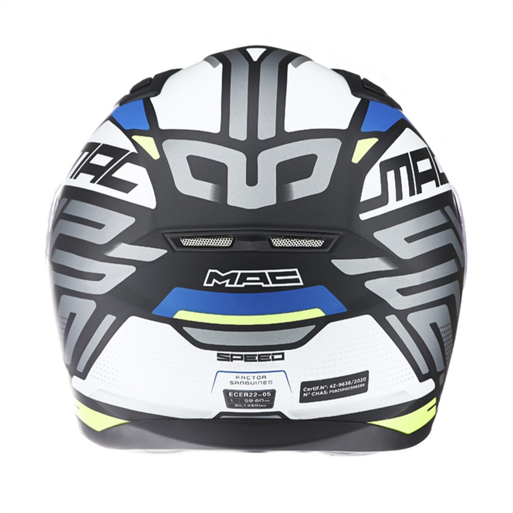 Casco Integral Mac Speed Control Blanco Azul TALLE XL