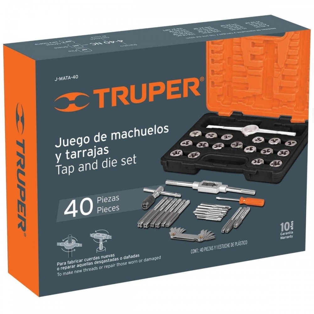 Kit de Herramientas Terrajas Roscas Tornillos 40 Piezas Truper