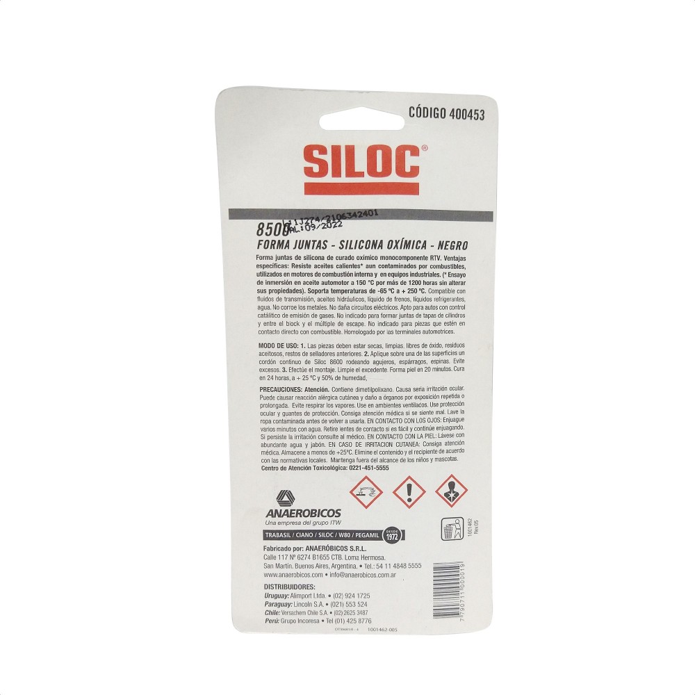 Forma Juntas Silicona Oximica Negro Siloc 8500 Pomo 70gr